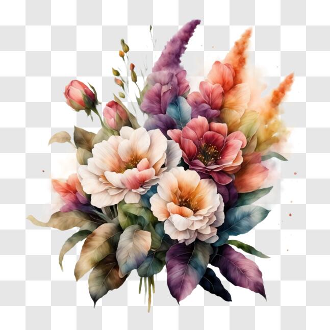 Download Colorful Watercolor Flower Bouquet PNGs Online - Creative Fabrica