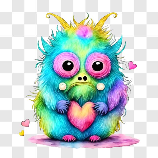 Download Colorful Monster Holding Heart Illustration PNGs Online ...