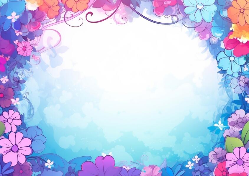 Download Colorful Floral Frame with Blue, Pink, and Yellow Flowers ...