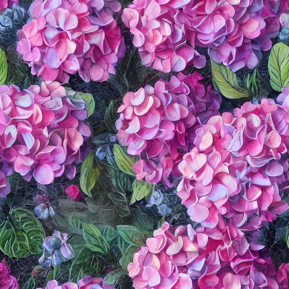 Download Artistic Painting of Pink Hydrangea Flowers Patterns Online ...