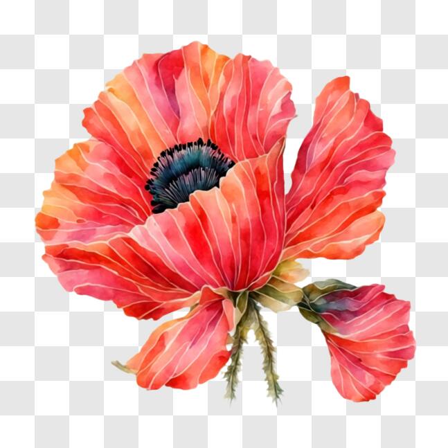 Download Watercolor Painting of an Orange Poppy Flower PNGs Online ...