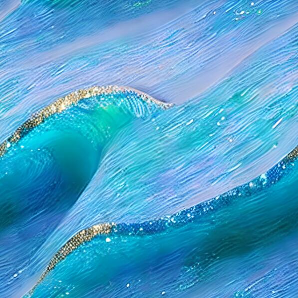 Download Blue Wave in the Ocean with Gold Glitter Patterns Online ...