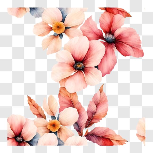 Download Seamless Floral Pattern in Pink and Blue PNGs Online ...