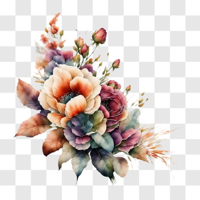 Download Colorful Watercolor Floral Arrangement PNGs Online - Creative ...