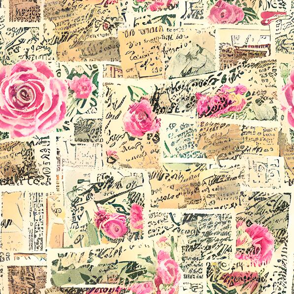 Scarica Collage di cartoline d'epoca con rose rosa Patterns Online ...