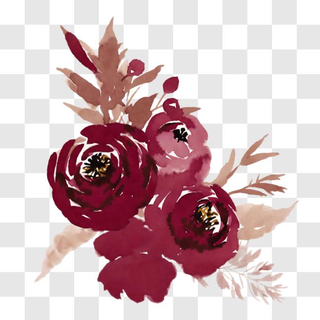 Download Artistic Burgundy Flower Bouquet PNGs Online - Creative Fabrica