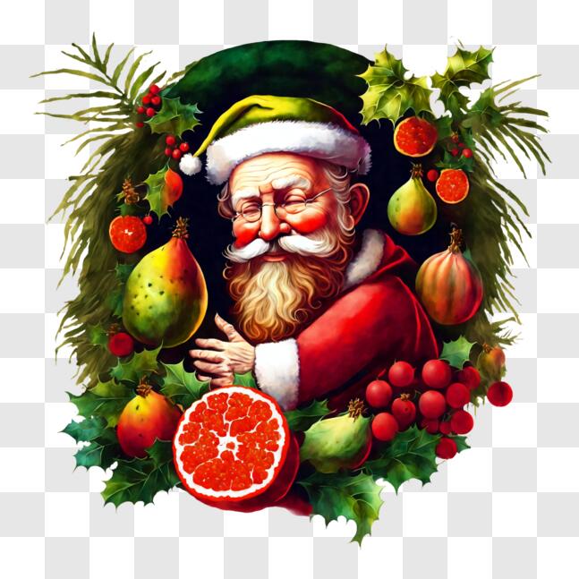 Download Santa Claus with Fruits and Vegetables Decoration PNGs Online ...