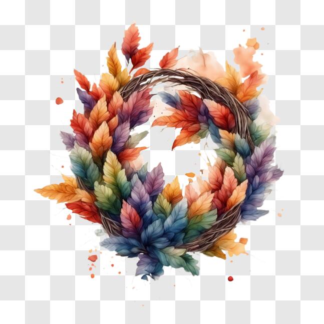 Download Colorful Autumn Leaf Wreath for Fall Season Decor PNGs Online ...