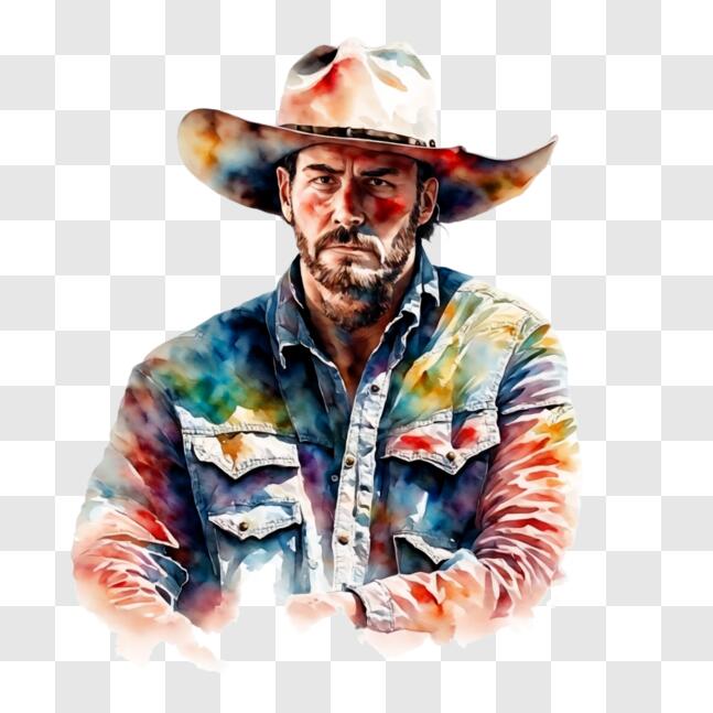 Download Colorful Cowboy Man Poster PNGs Online - Creative Fabrica