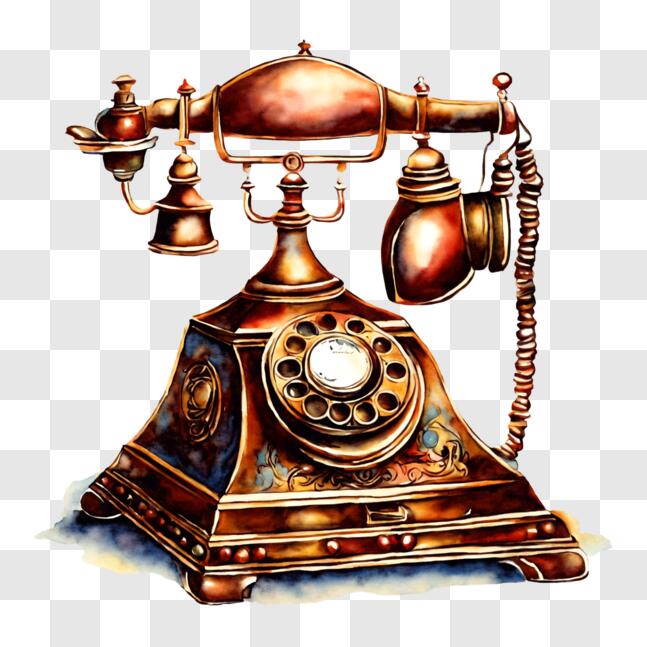 Download Steampunk Vintage Copper Telephone PNGs Online - Creative Fabrica