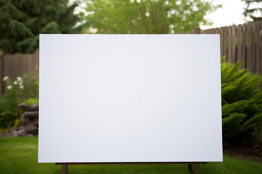 Download Large White Canvas on Easel in Backyard Mockups Online ...