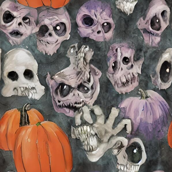 Download Purple, Orange, and Black Halloween Pattern with Skulls and ...