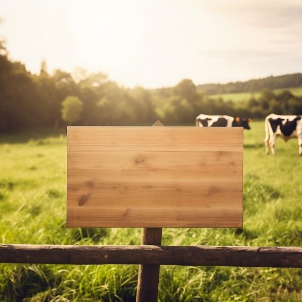 Download Wooden Sign in Open Field with Cows Mockups Online - Creative ...