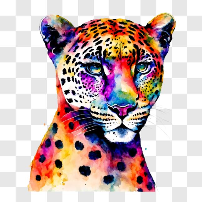 Download Colorful Leopard Head Painting PNGs Online - Creative Fabrica