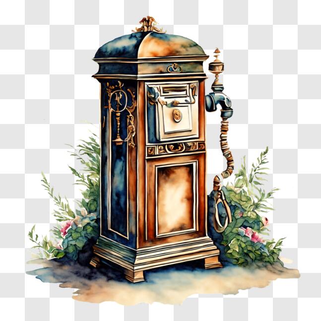 Download Vintage Old-Fashioned Postal Box Surrounded by Flowers PNGs ...