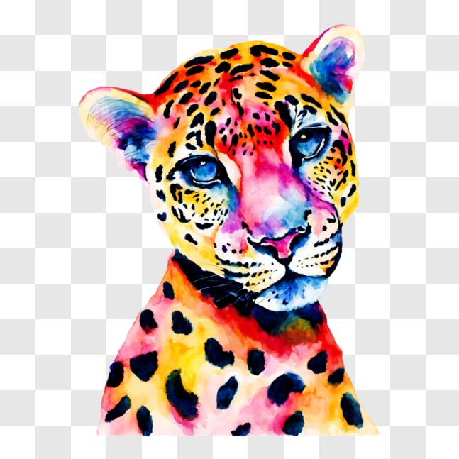 Download Colorful Leopard Watercolor Painting - Decorative Wall Art ...