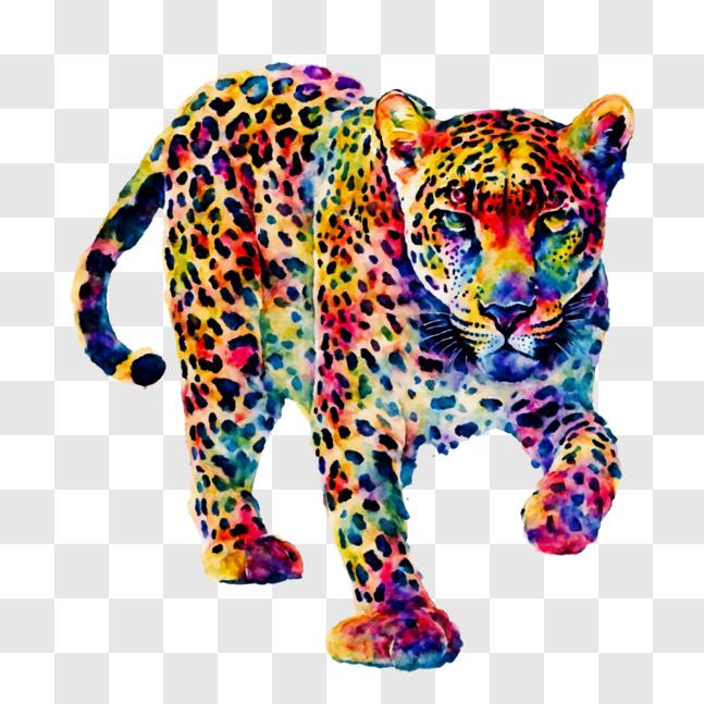 Download Colorful Leopard Artwork on Black Background PNGs Online ...