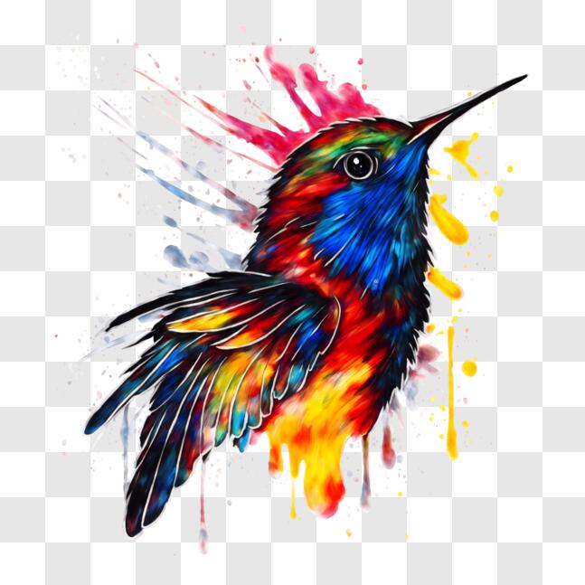 Download Colorful Hummingbird in Abstract Painting PNGs Online ...