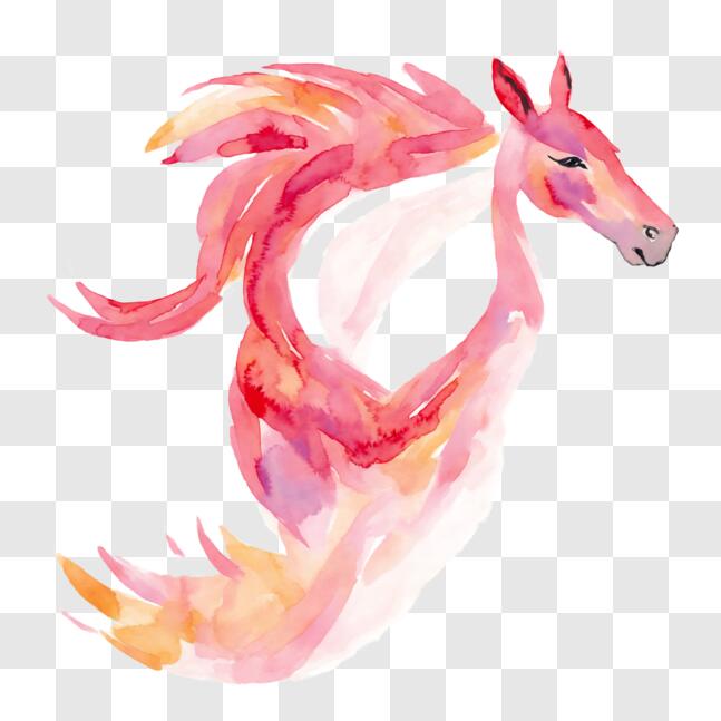 Descarga Caballo Rosa con Pelo Largo y Fluido en Acuarela PNGs En Línea ...
