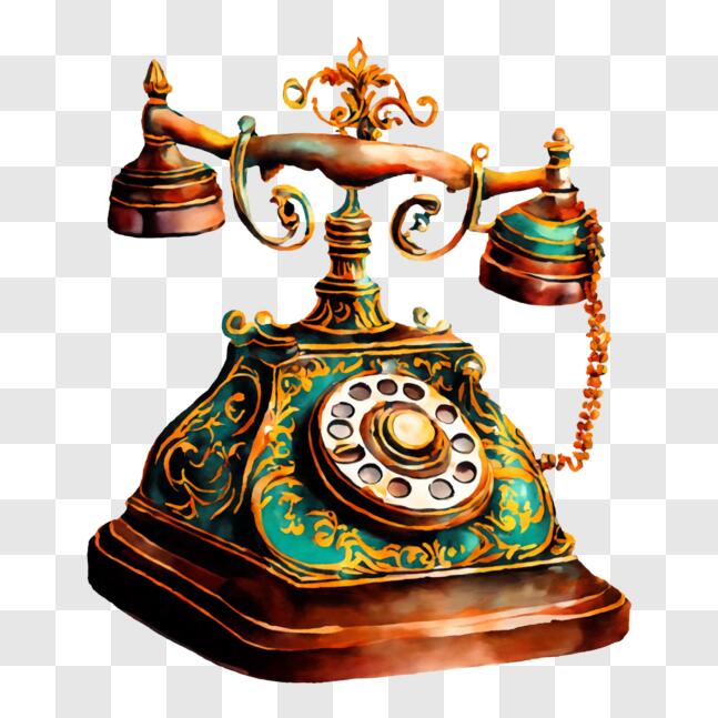 Download Old-Fashioned Telephone with Ornate Details and Colorful ...