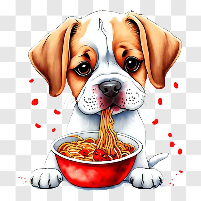Download Happy Dog Eating Spaghetti PNGs Online - Creative Fabrica