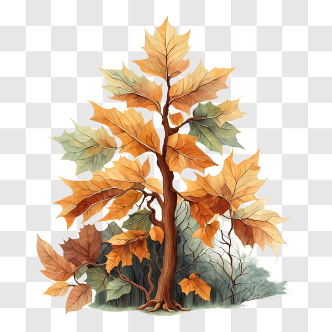 Download Colorful Autumn Tree in Forest PNGs Online - Creative Fabrica