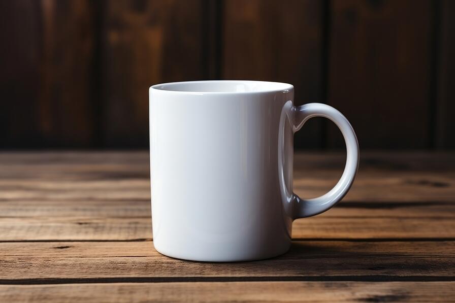 Download Empty White Coffee Mug on Old Wooden Table Mockups Online ...
