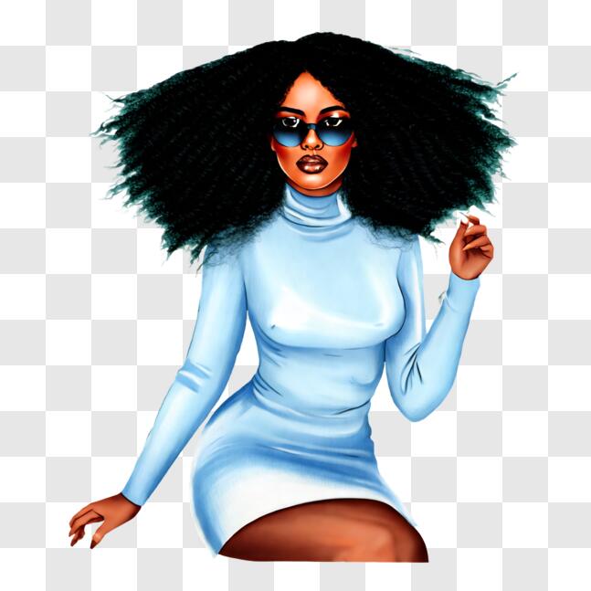 Download Black Woman Sitting and Reflecting PNGs Online - Creative Fabrica