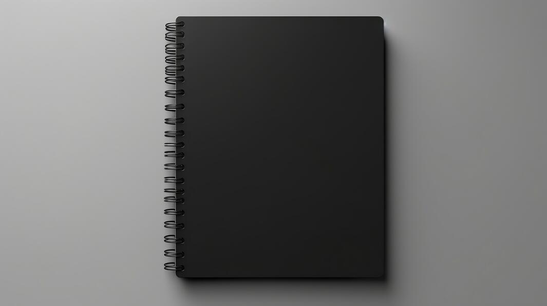 Download Black Spiral Notebook on Grey Background Mockups Online ...