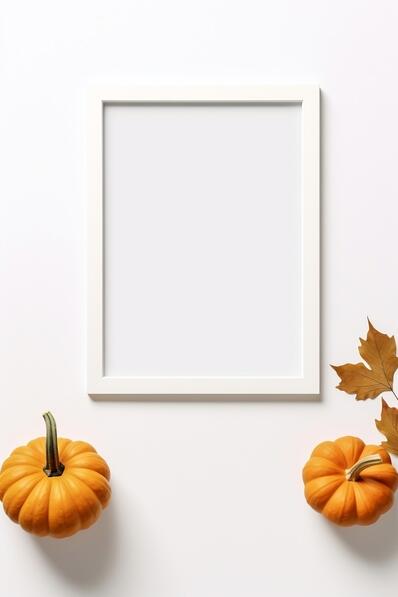 Download White Frame with Pumpkins and Leaves - Fall Season Photo ...