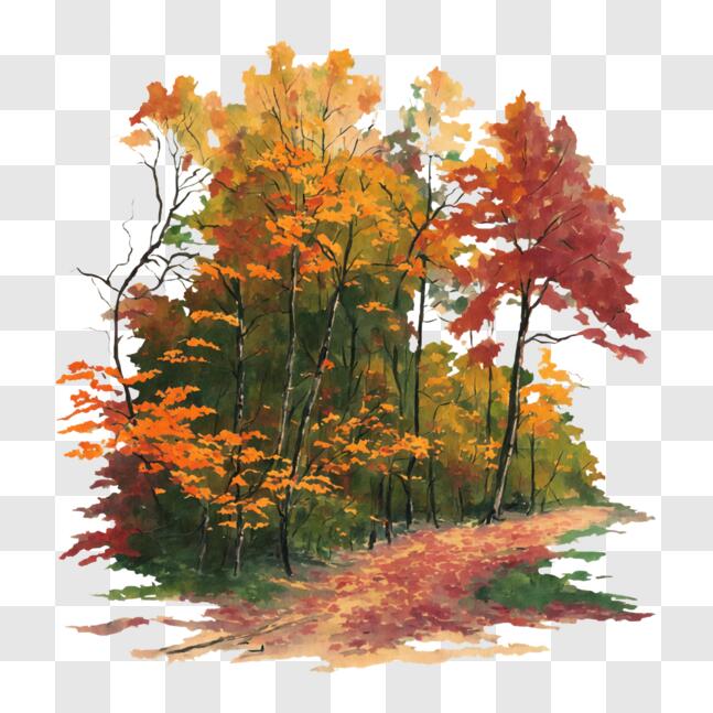 Download Autumn Forest Painting with Vibrant Colors PNGs Online ...