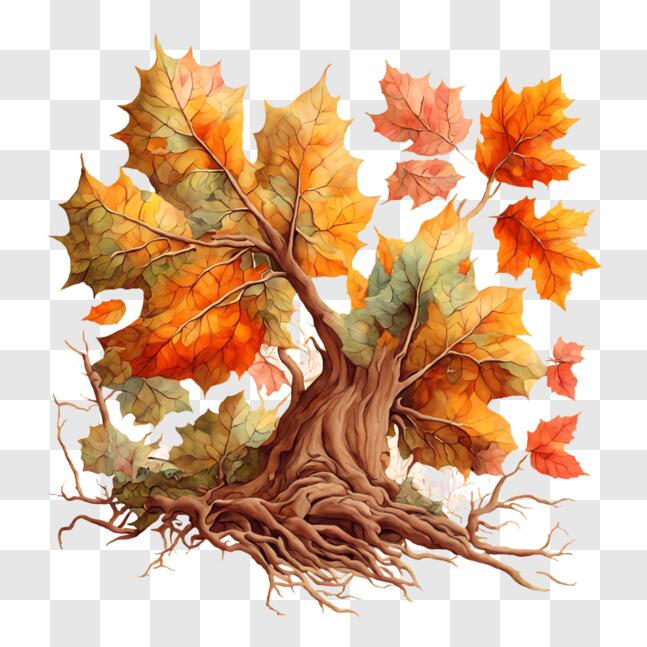 Download Autumn Tree with Fallen Leaves and Roots PNGs Online ...