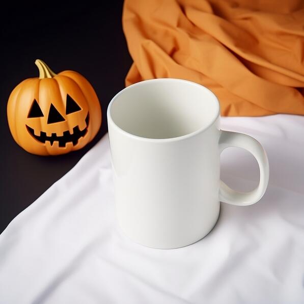 Download Halloween Coffee Mug on Orange Pumpkin Mockups Online ...
