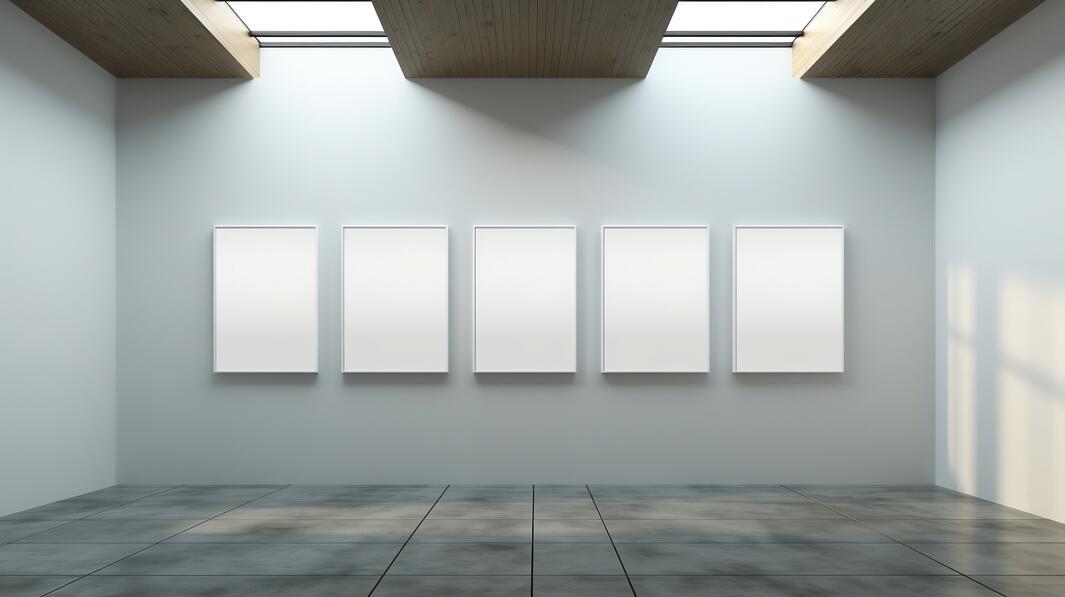 Download Empty Room with White Frames and Skylight Mockups Online ...