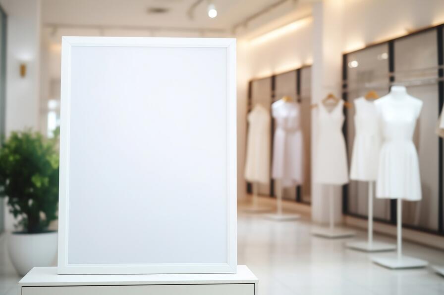 Download Empty Billboard Display Stand with Dress Mannequins Mockups ...