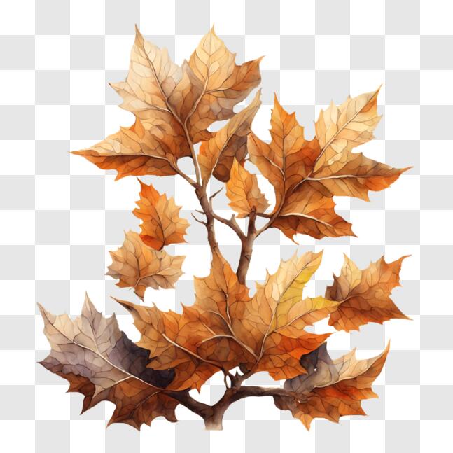 Download Colorful Fall Leaves on Oak Tree Branches PNGs Online ...