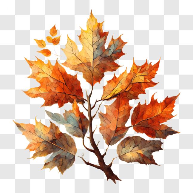 Download Autumn-colored Maple Tree Branch with Vibrant Leaves PNGs ...