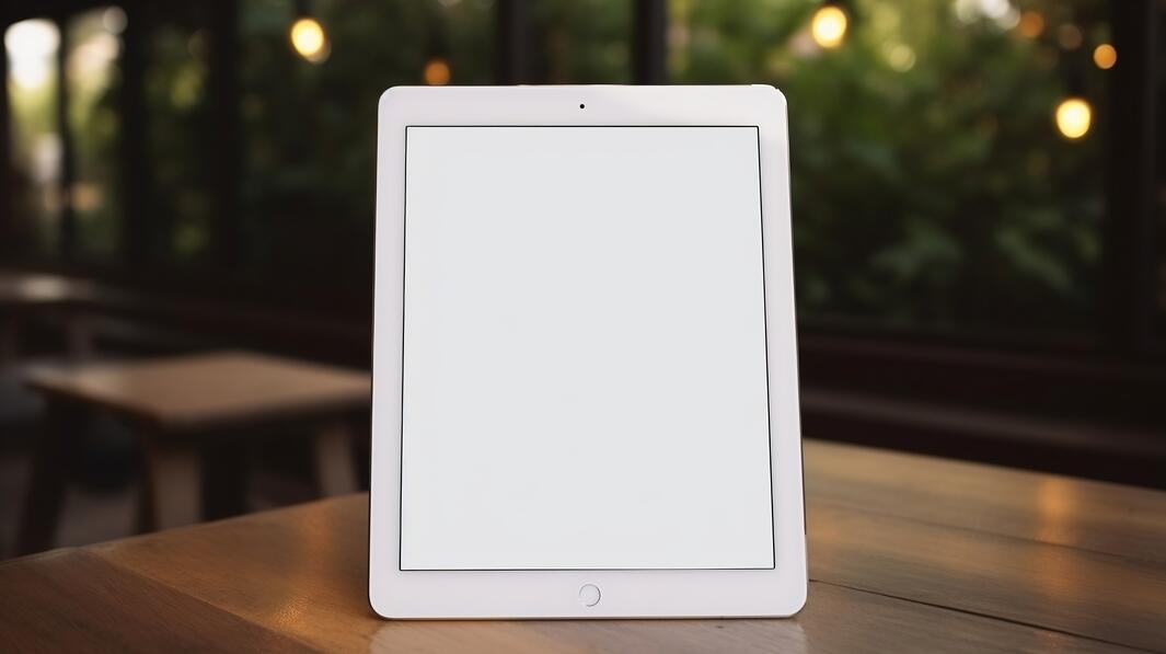 Download iPad on a Wooden Table with Green Plants and Trees Mockups ...