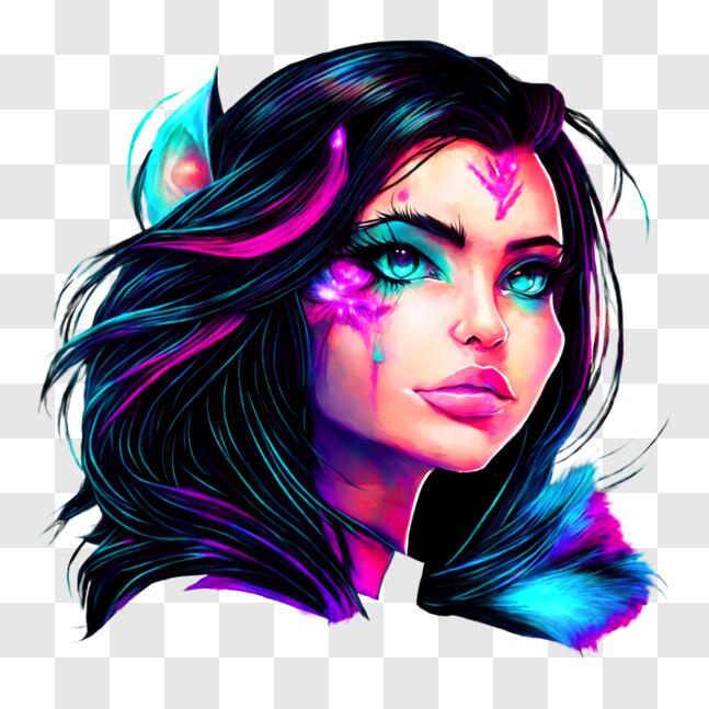 Download Funky and Edgy Girl with Neon Makeup - Digital Art PNGs Online ...