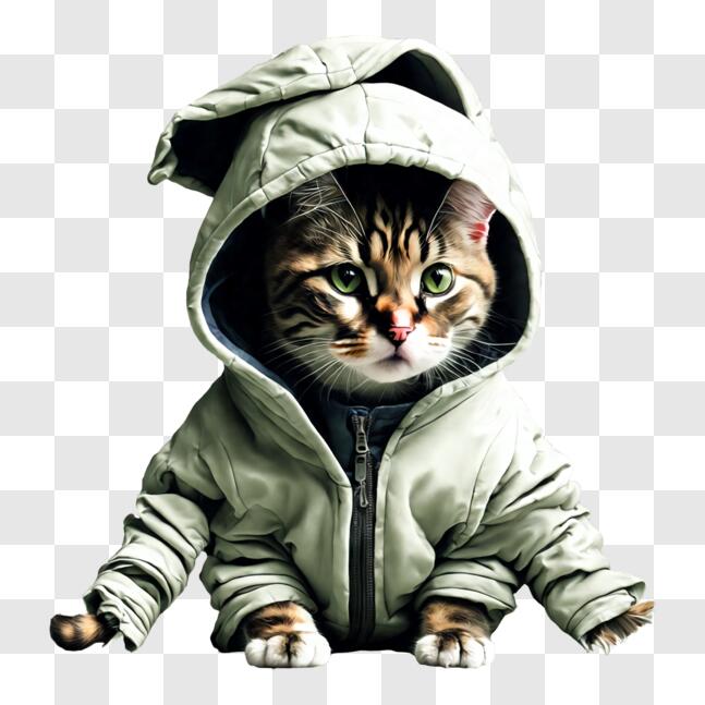 Download Cat Wearing Overcoat and Hooded Jacket PNGs Online - Creative ...