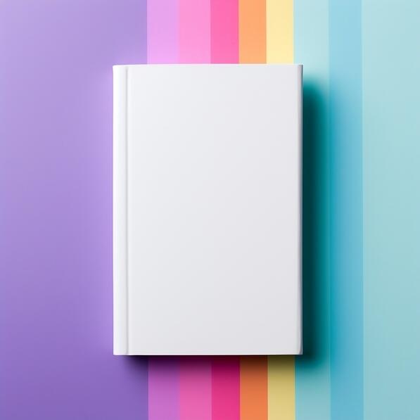 Download White Book on Colorful Background with Rainbow Stripes Mockups ...