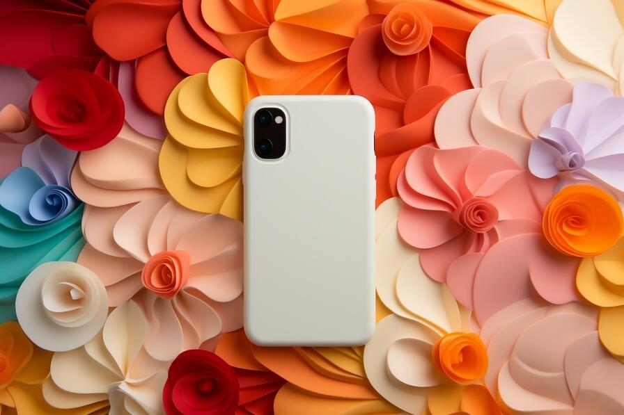 Download Colorful Paper Flowers with White Phone Mockups Online ...