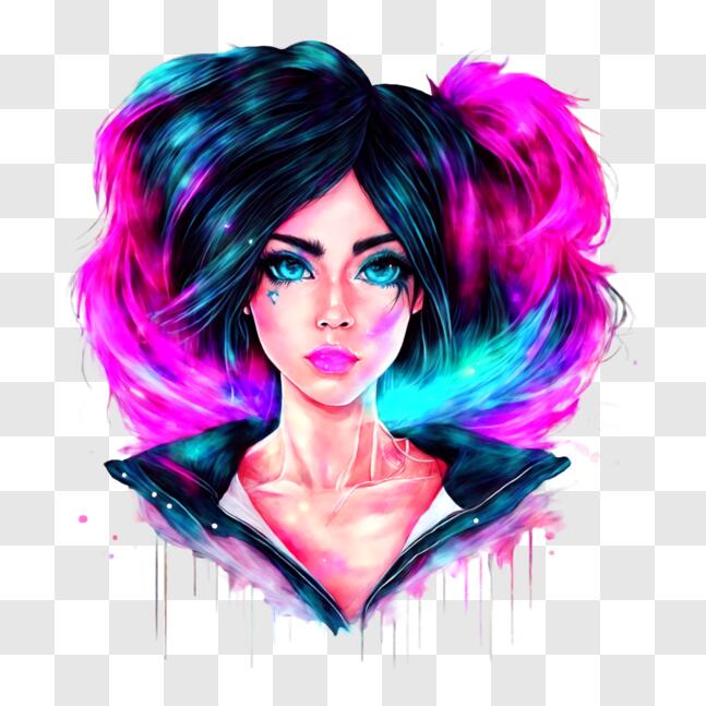 Download Girl with Pink Hair and Blue Eyes - Artwork from 'Girl Power ...