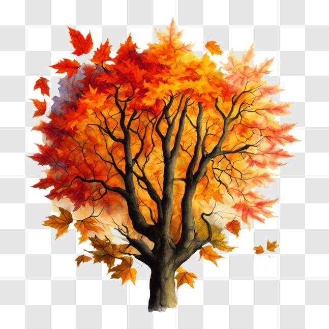 Download Colorful Autumn Tree in a Seasonal Landscape PNGs Online ...