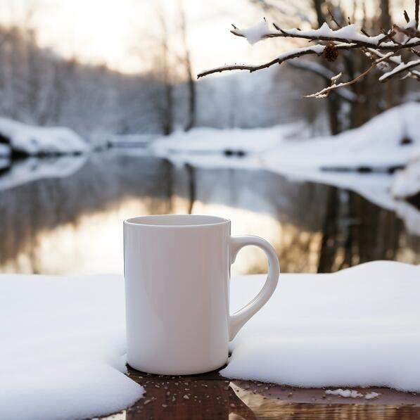 Download Winter Coffee Mug on Snowy Ground Mockups Online - Creative ...