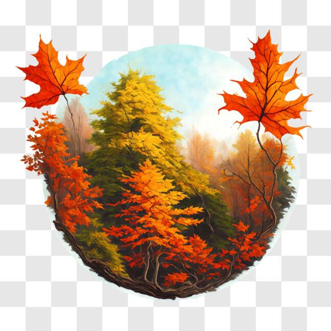 Download Autumn Forest Painting with Vibrant Colors PNGs Online ...
