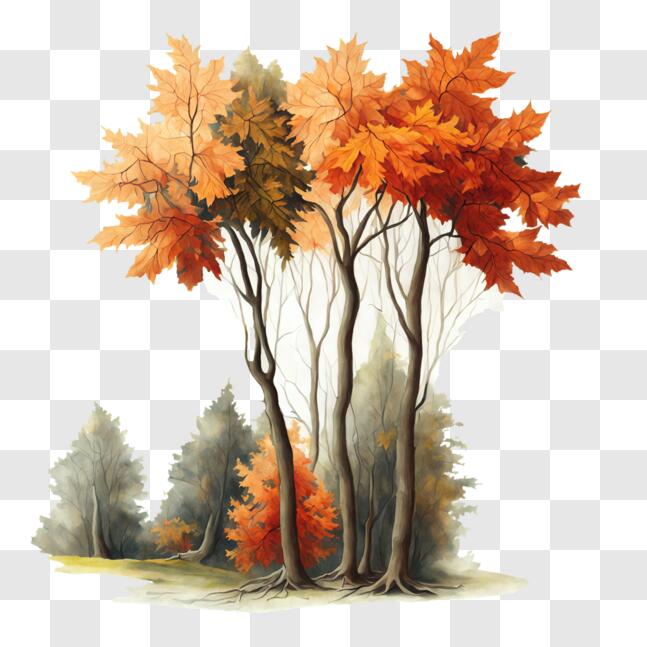 Download Scenic Fall Trees in the Forest PNGs Online - Creative Fabrica