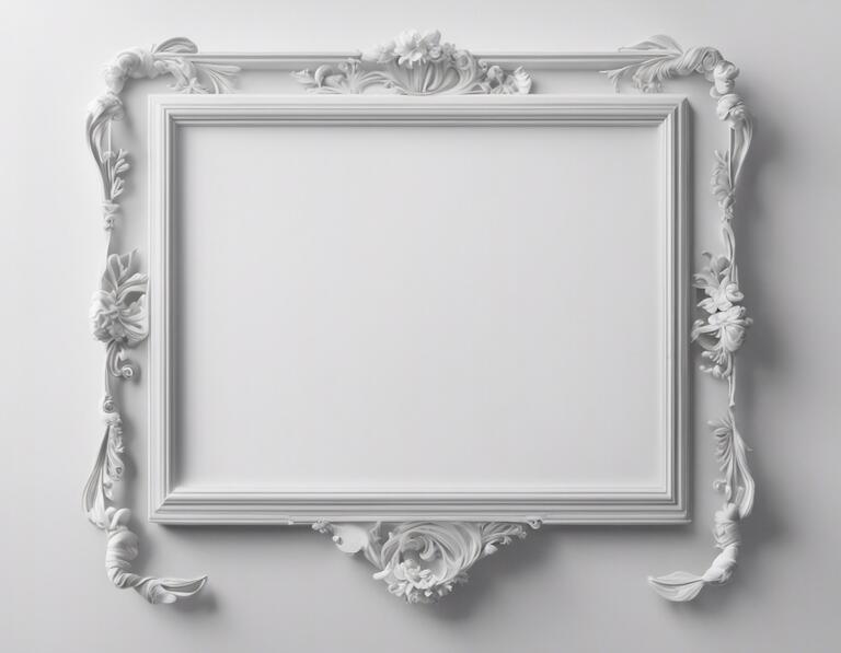 Download White Ornate Frame for Interior Design and Decoration Mockups ...