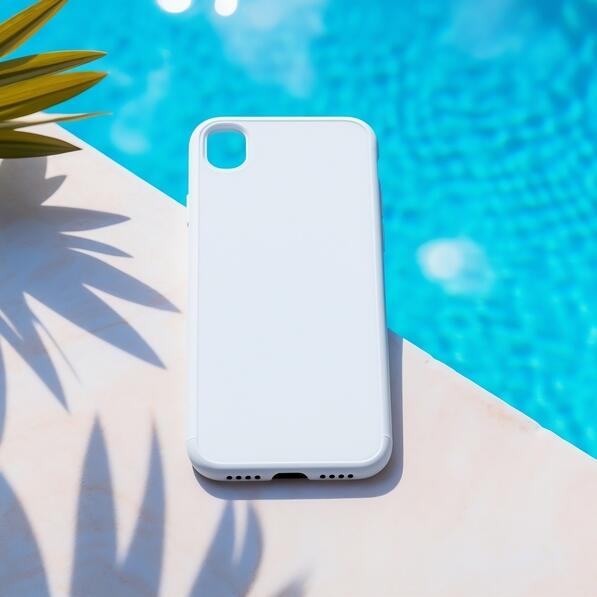 Download White Phone Case on the Edge of an Outdoor Pool Mockups Online ...