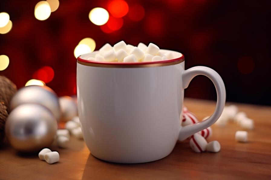 Download Hot Cocoa Mug with Marshmallows and Christmas Ornaments ...